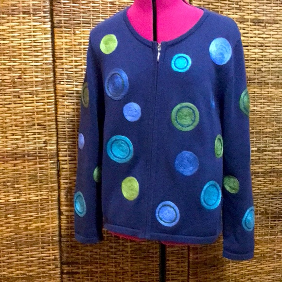 Timberlea | Sweaters | Vintage Timberlea Blue Green Embroidered Circles ...